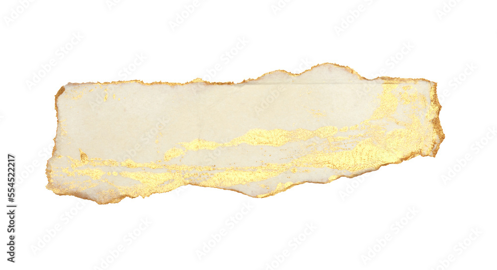 Torn piece of edge white and Gold (bronze) glitter paper on png ...