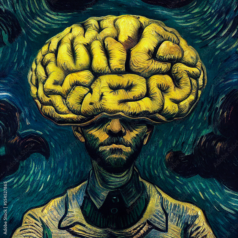 abstract painting of a hypnotized man in suggestion, created with ...