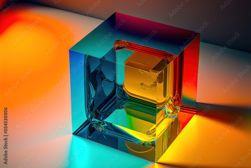 Glas Cube Abstrakt und Surreale Glaskunst Crystal Spectral Color Cover ...