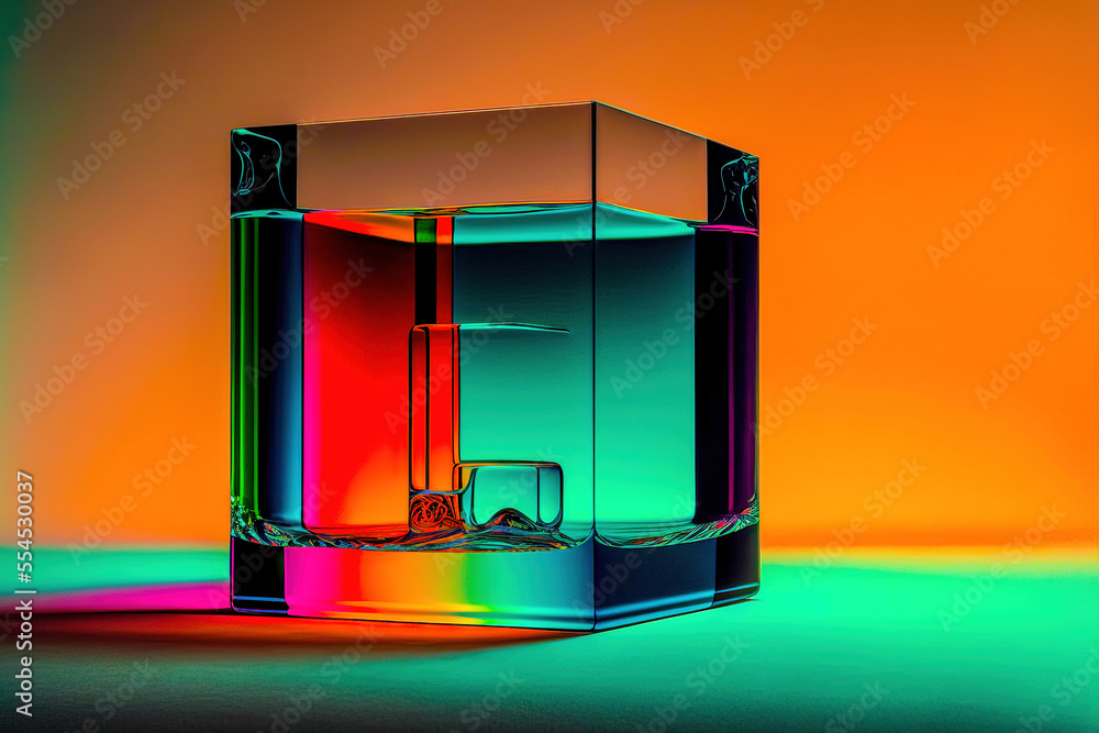 Glas Cube Abstrakt und Surreale Glaskunst Crystal Spectral Color Cover ...