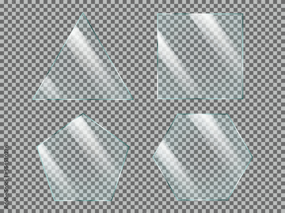 Triangular, square, pentagonal and hexagonal transparent windows with ...