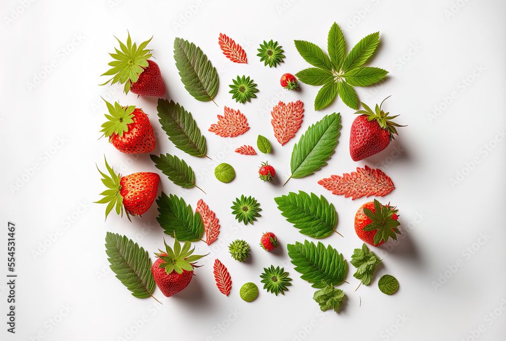 composition and artistic arrangement of fresh strawberry fruits and ...