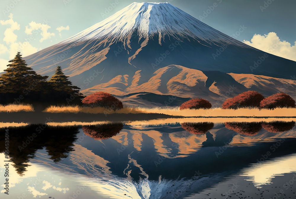 Beautiful Fuji Mountain near Yamanakako or Yamanaka Lake. Generative AI ...