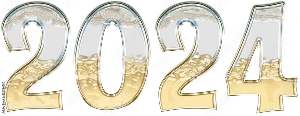 2024 new year yellow gold melt text metal metallic lettering word Stock ...