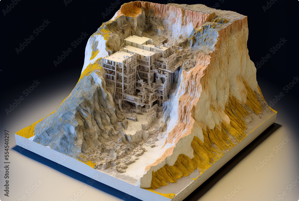 Mine elevation model. GIS product created after processing drone taken ...