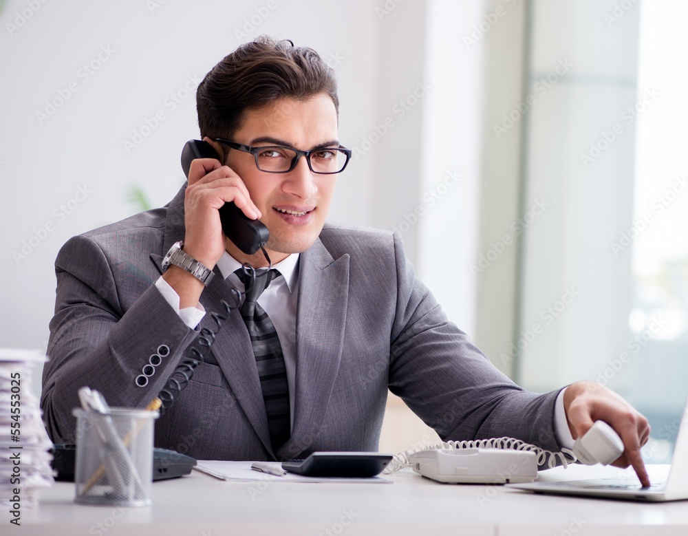 Angry helpdesk operator yelling in office Stock Photo | Adobe Stock