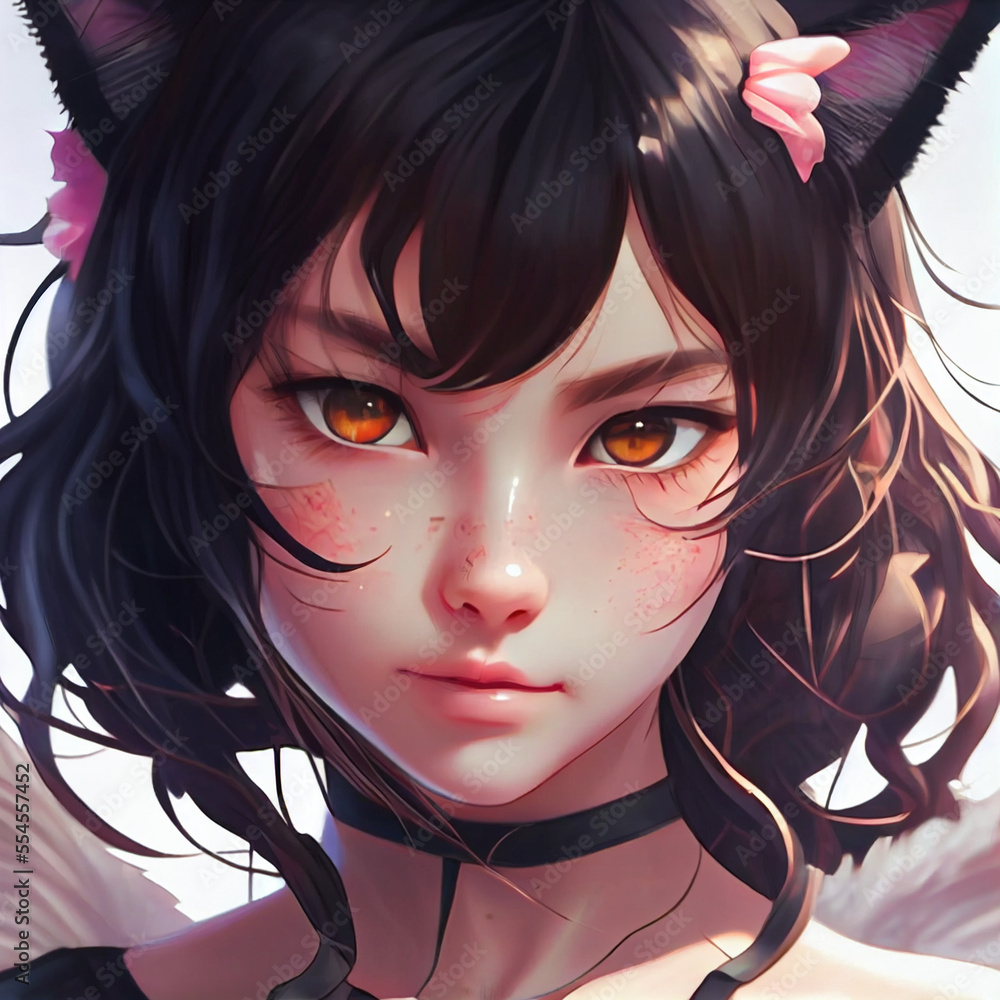 Cute Anime Cat Girl Smirk AI Stock Illustration Adobe Stock Cute Anime Cat Girl Smirk AI Stock Illustration Adobe Stock