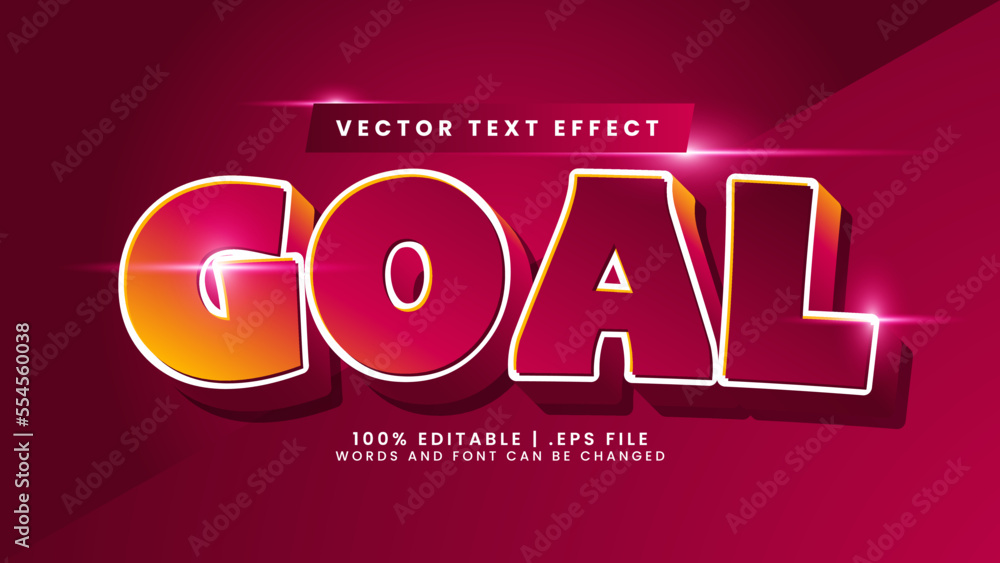 Goal editable 3d text effect with football and red text style Stock ...