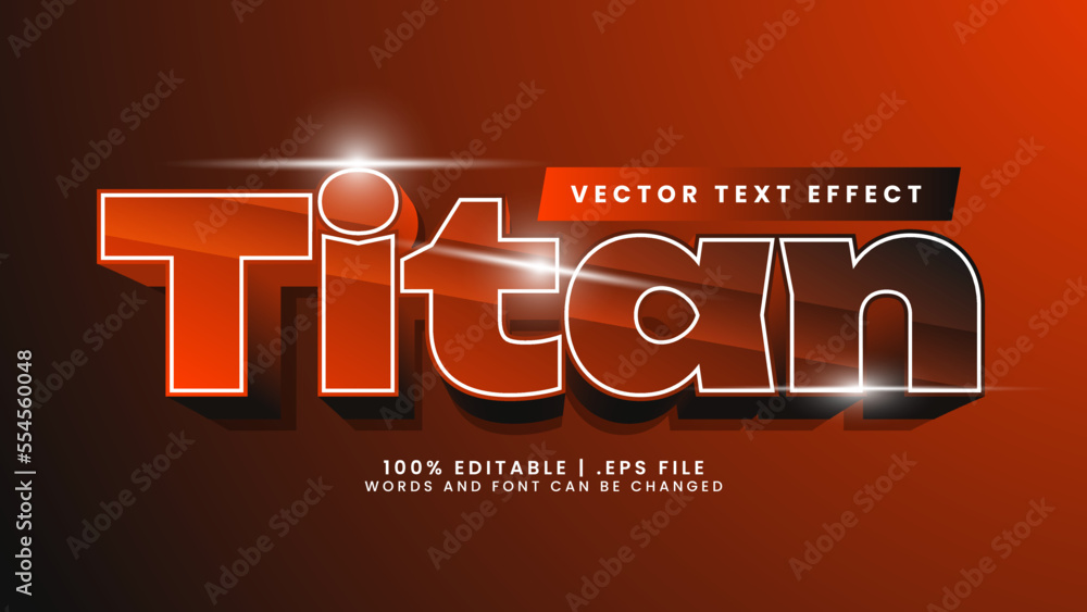 Titan editable 3d text effect with cartoon and modern text style Stock ...
