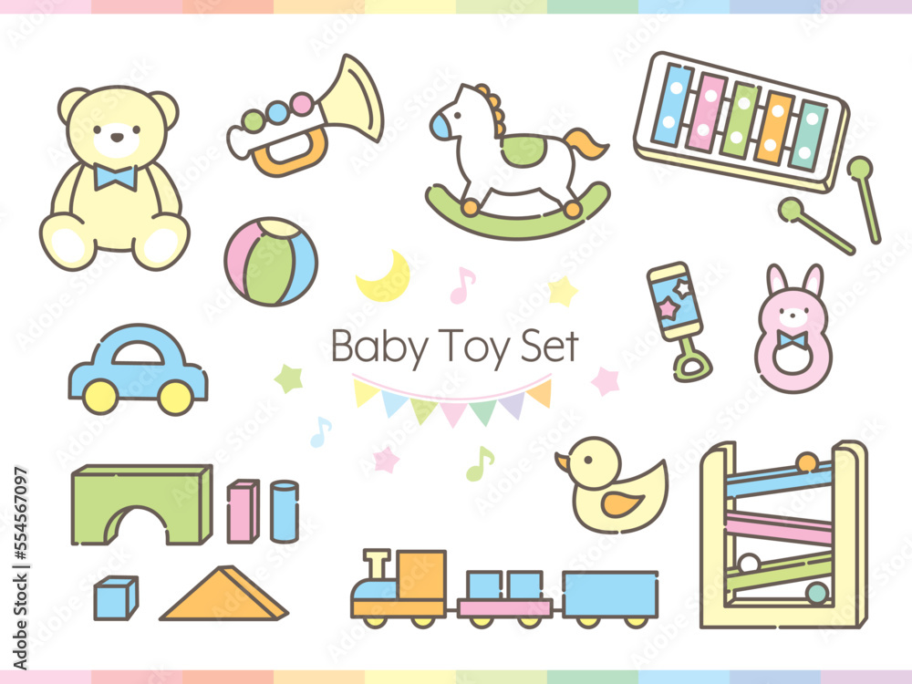 赤ちゃん用のおもちゃのイラスト素材セット Stock Vektor Adobe Stock