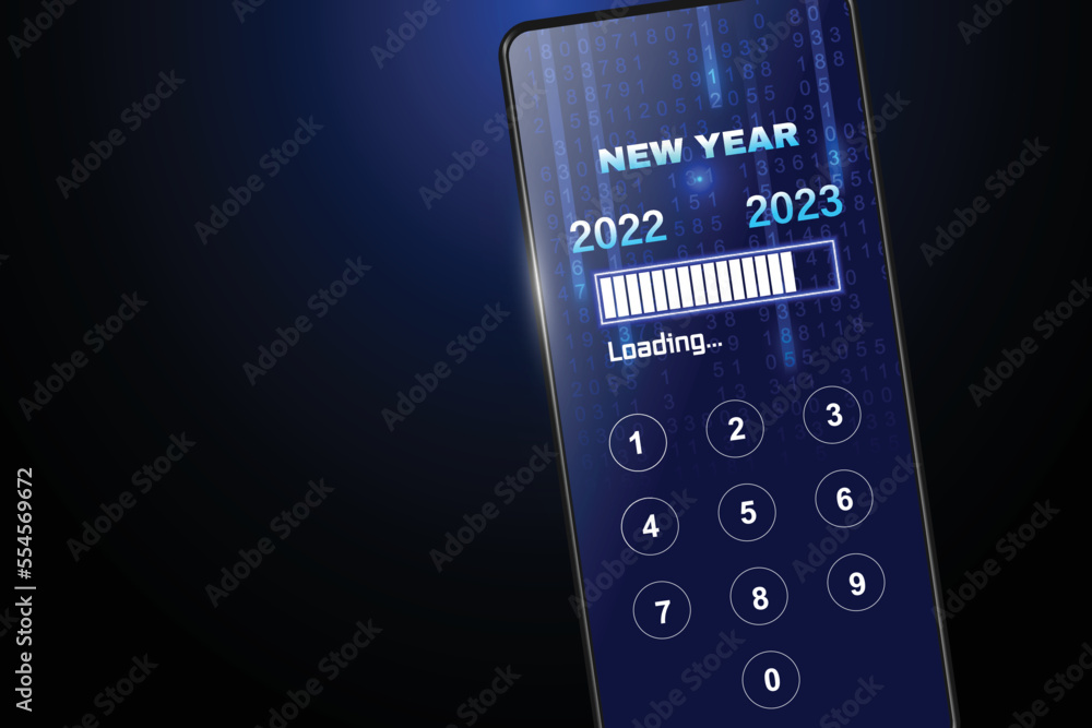 Countdown to 2023 concept. The virtual download bar with loading ...