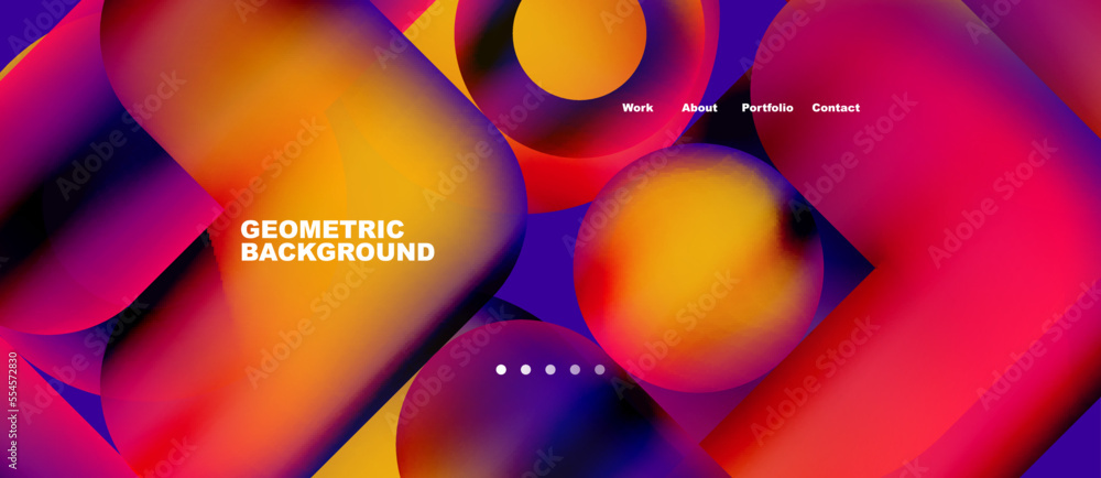 Abstract circles and round shapes landing page background. Vector ...