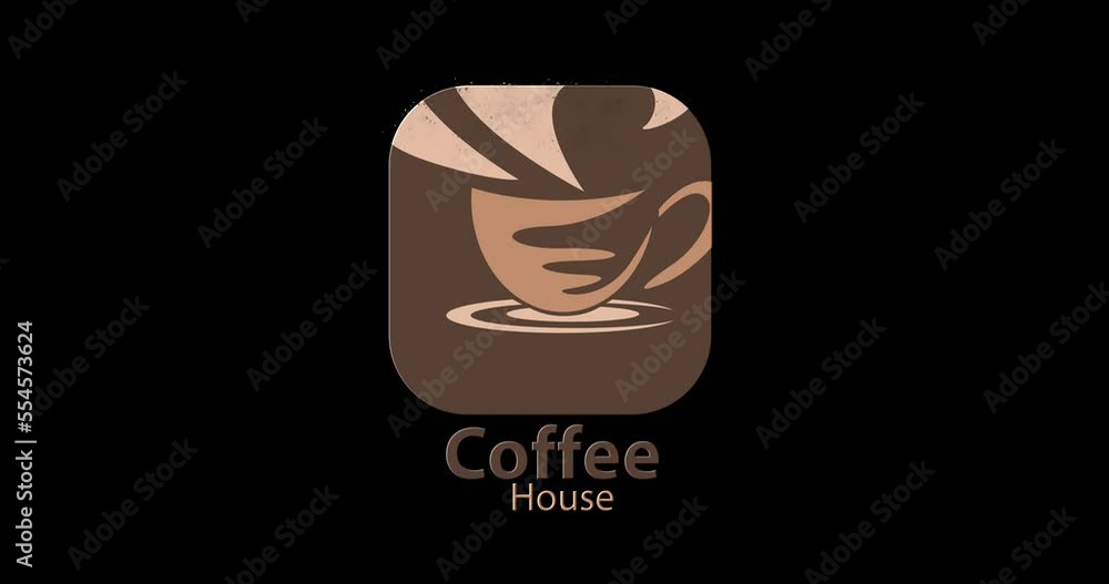 Cute Coffee Icon Logo Animation with Liquid Particles on Transparent ...