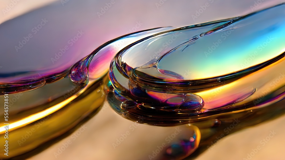 Reflections and refractions of curved glass objects, abstract ...