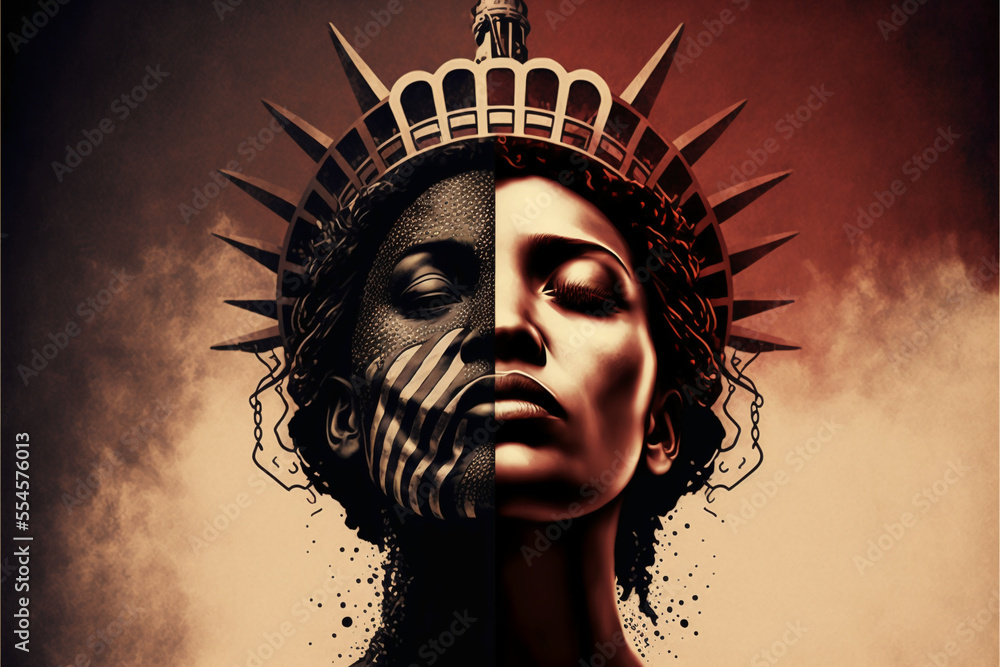 Freedom and oppression concept. Generative AI. Stock Illustration ...