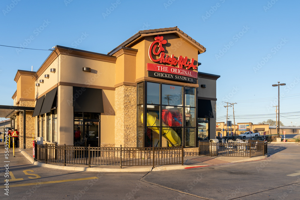 Austin, Texas, USA - March 18, 2022: A Chick-fil-A restaurant in Austin ...