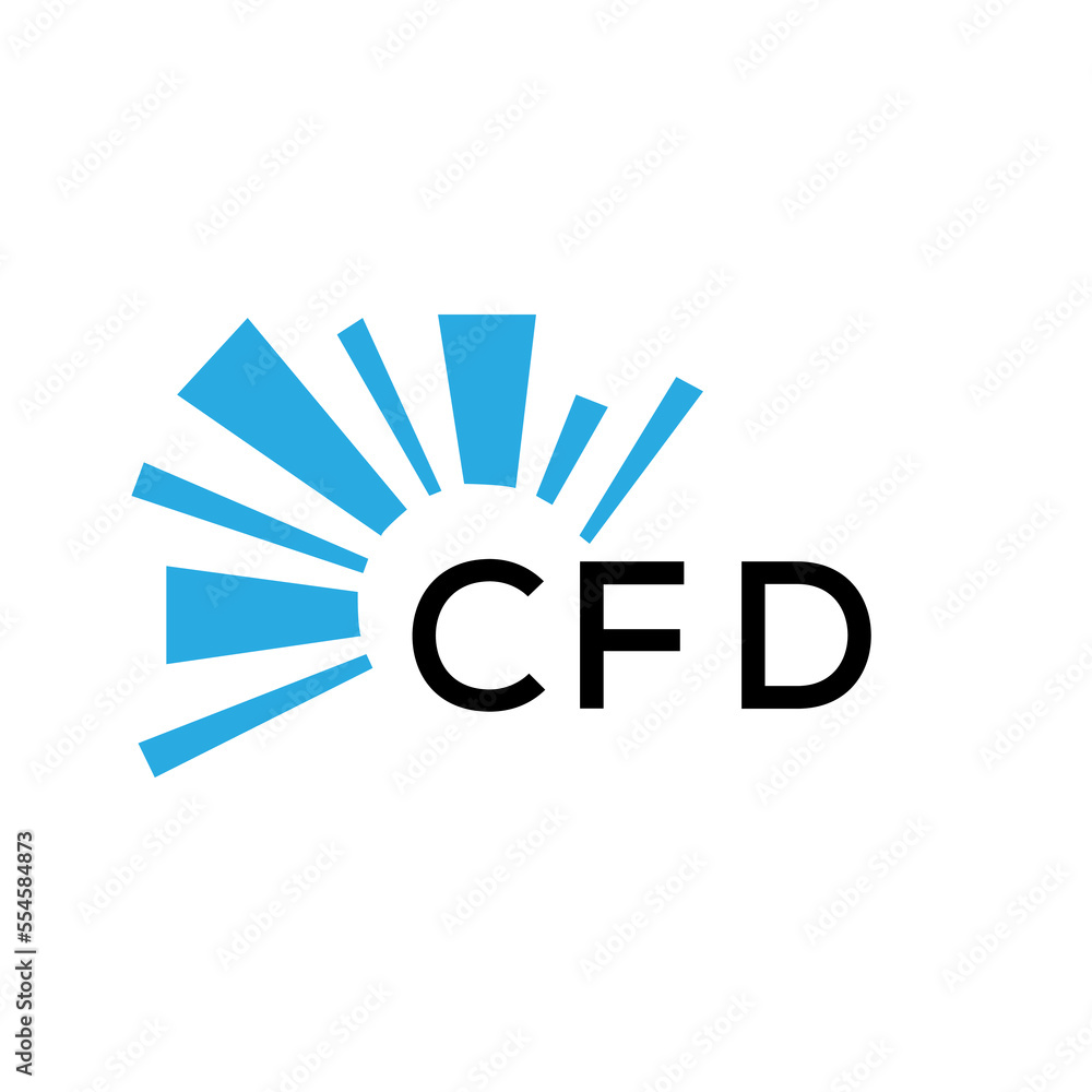 CFD letter logo. CFD blue image on white background and black letter ...