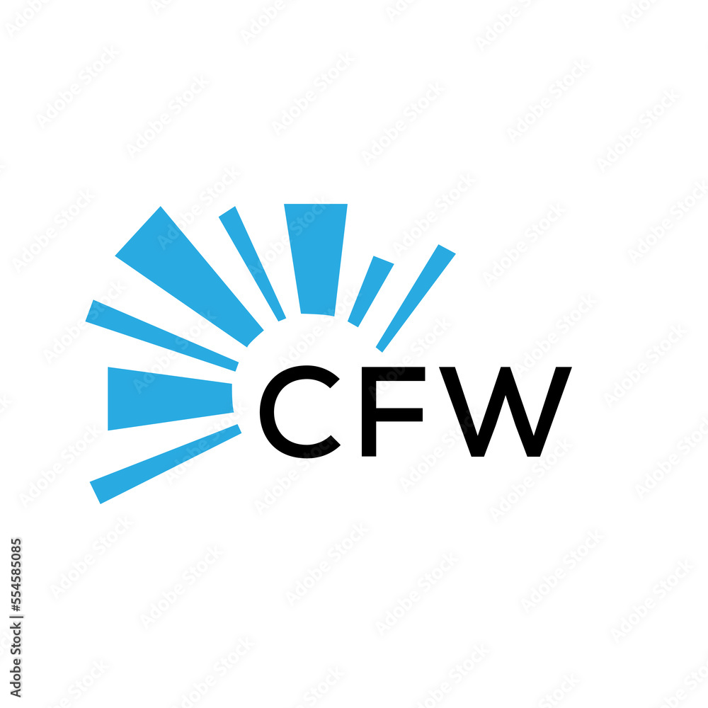 CFW letter logo. CFW blue image on white background and black letter ...