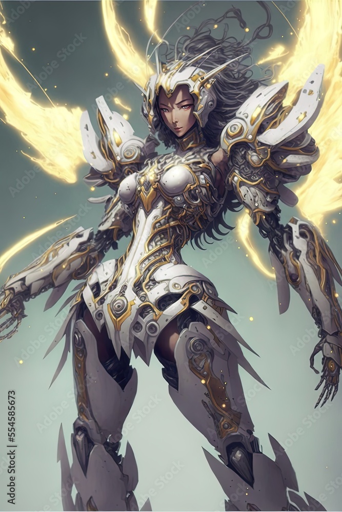 AI Generated Angelic Mecha Warrior: Sci-Fi Art Illustration Stock ...