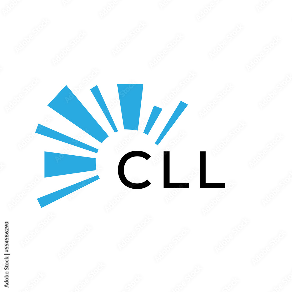 CLL letter logo. CLL blue image on white background and black letter ...