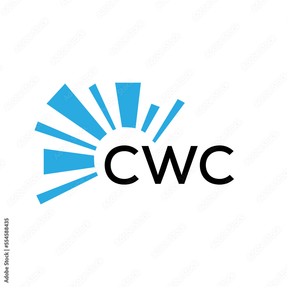 CWC letter logo. CWC blue image on white background and black letter ...