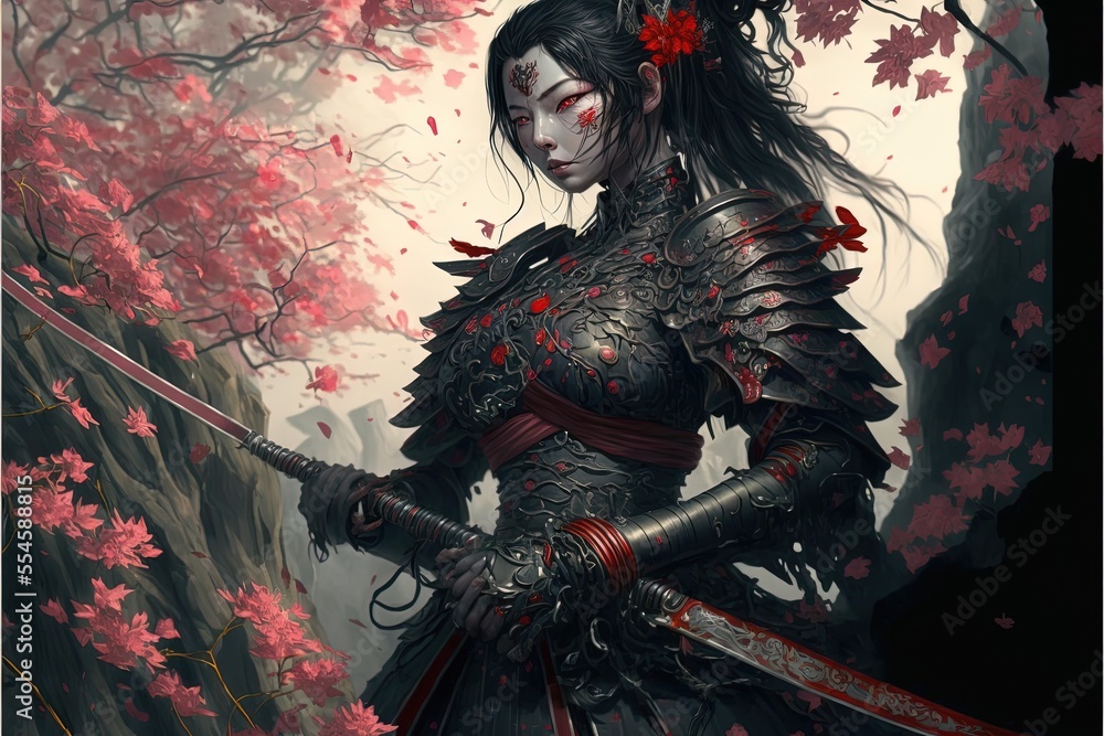 AI Generated Samurai in Bloom: Japanese Art Illustration This stunning ...