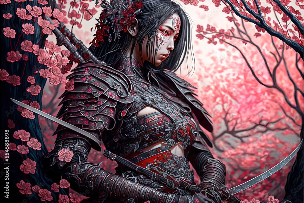 AI Generated Samurai in Bloom: Japanese Art Illustration This stunning ...