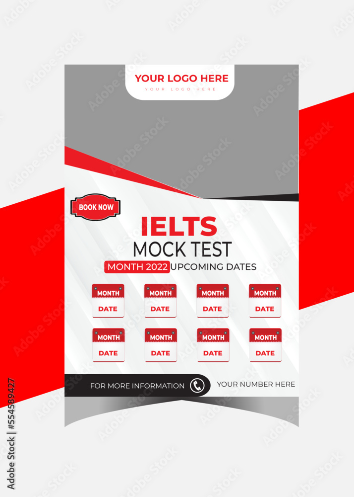 IELTS MOCK TEST FLYER DESIGN Stock Vector | Adobe Stock