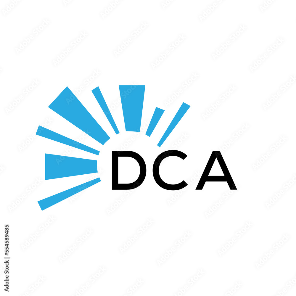 DCA letter logo. DCA blue image on white background and black letter ...