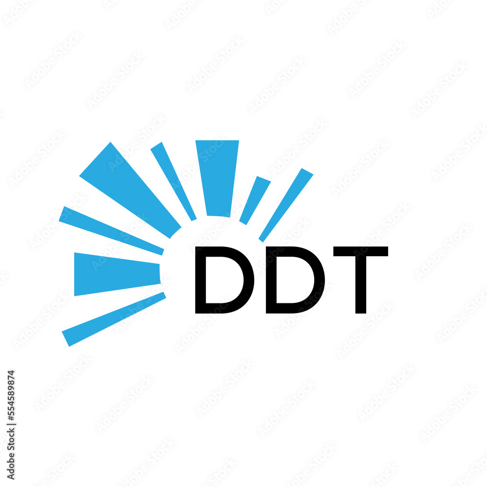 DDT letter logo. DDT blue image on white background and black letter ...