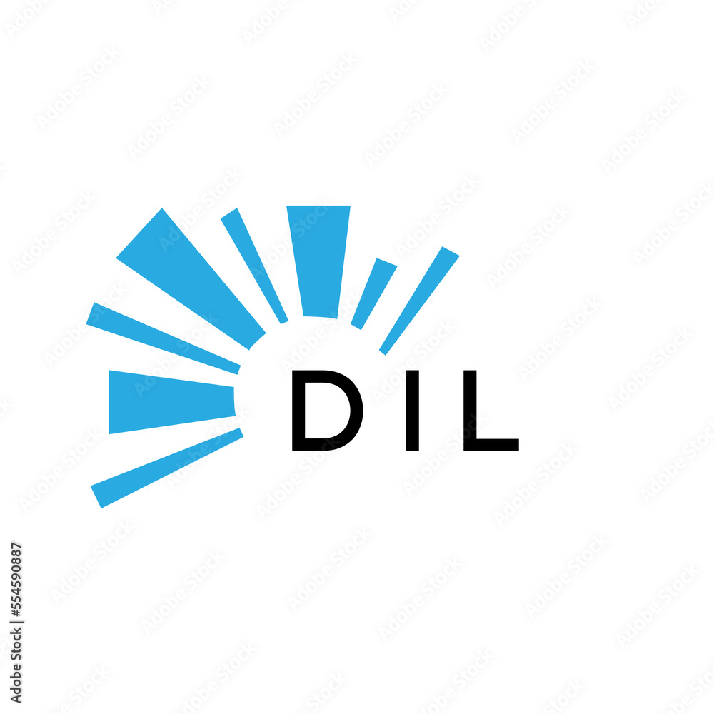 DIL letter logo. DIL blue image on white background and black letter ...