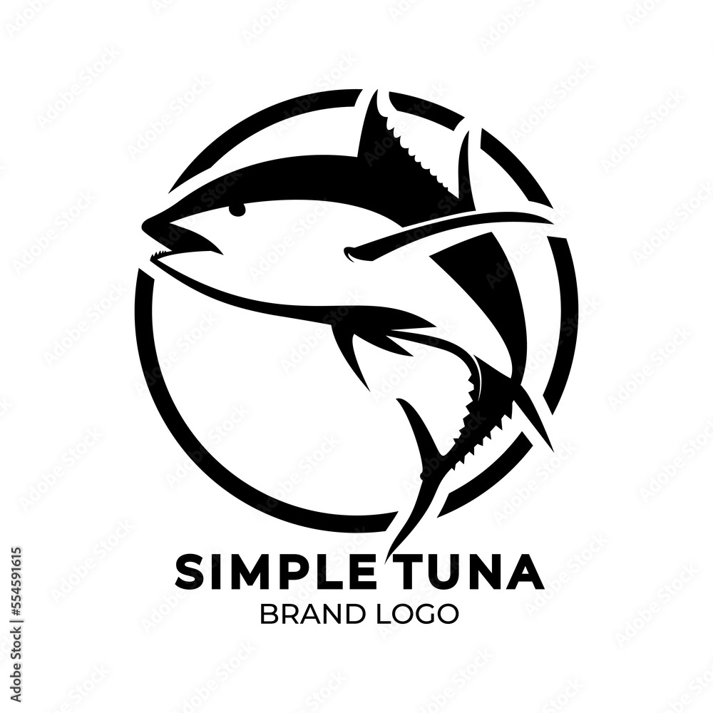 Vector illustration of tuna fish logo design template with circle shape ...