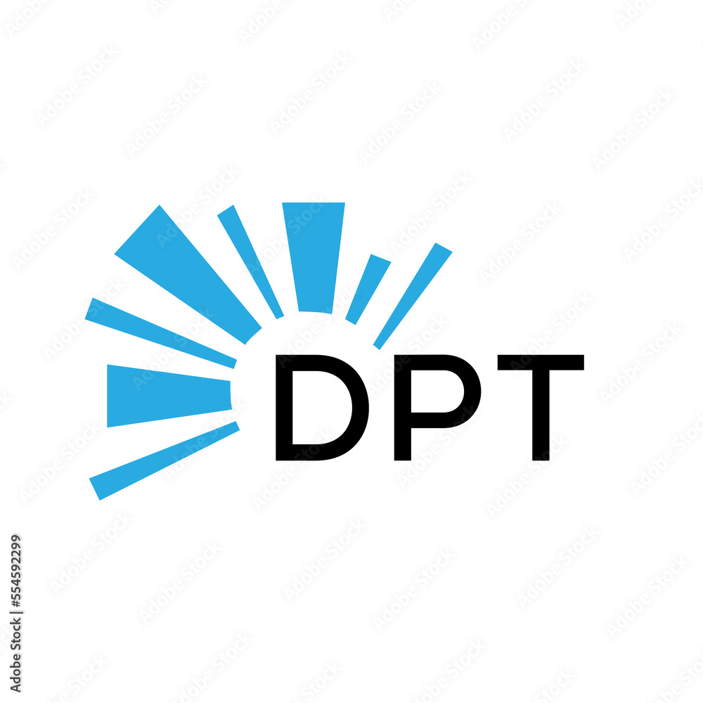 DPT letter logo. DPT blue image on white background and black letter ...