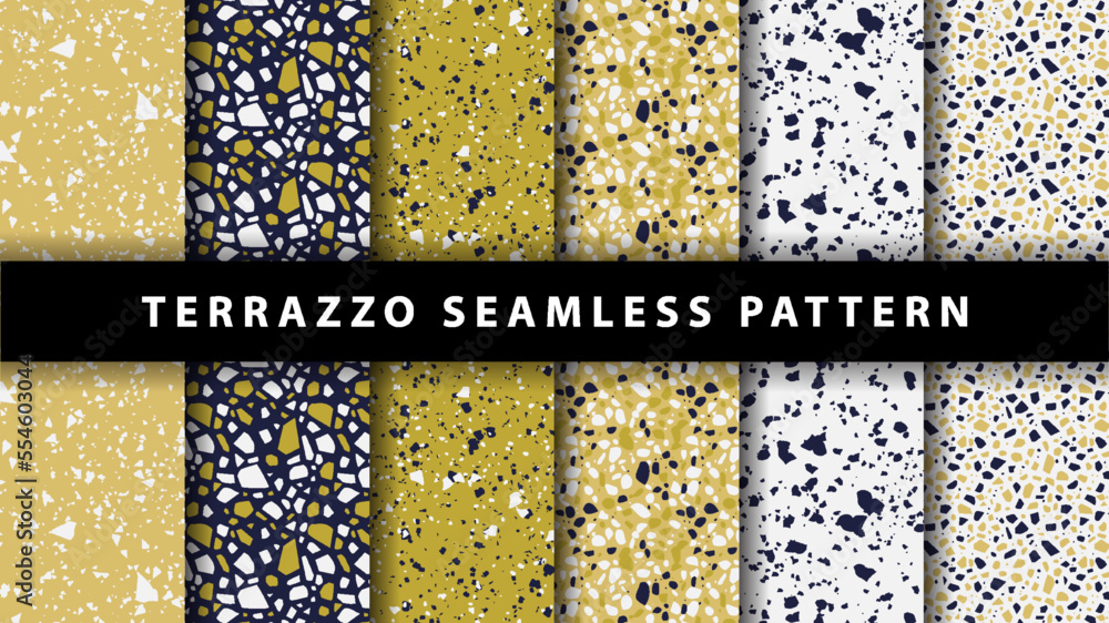 Set of terrazzo seamless patterns. Terrazzo floor pattern. Terrazzo ...