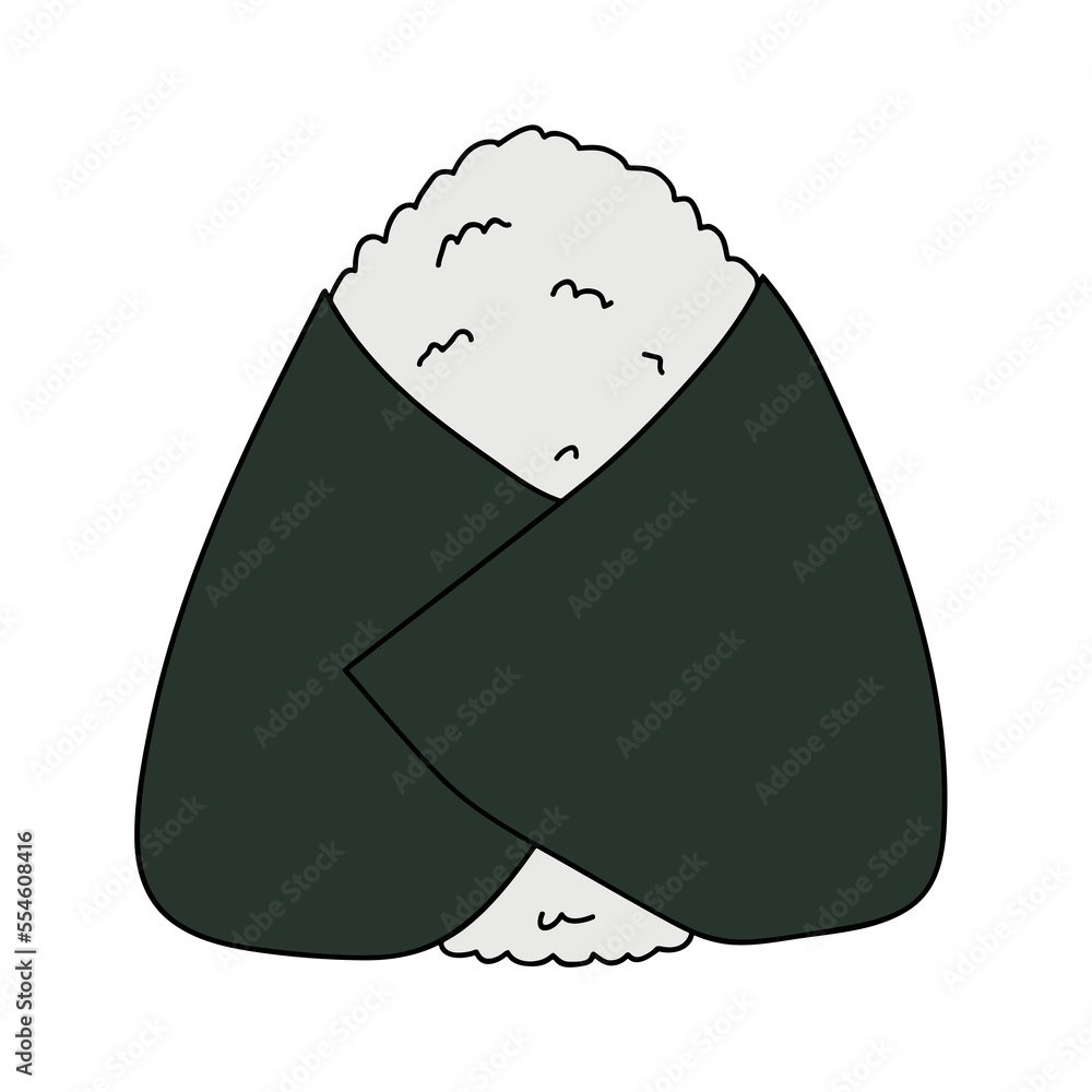 Hand drawn onigiri clipart. Japanese fast food made of rice. Rice ball ...