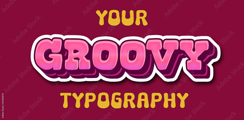 Your Groovy Typography retro card in groovy style of 70s, 80s. Editable ...