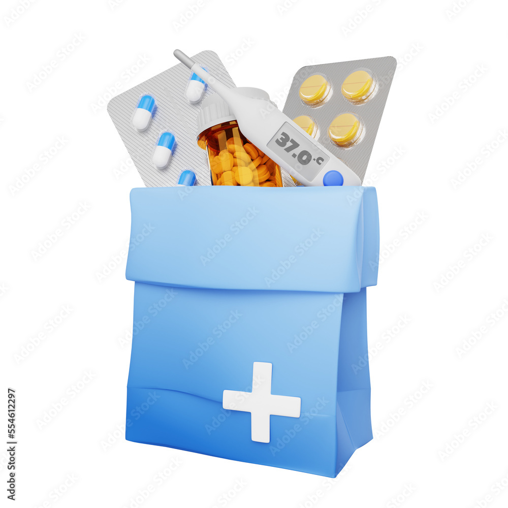 pharmacy prescription bag filled with medicines, antibiotics ...