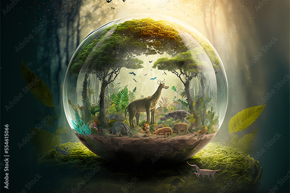 World environment and earth day concept with glass globe and eco ...