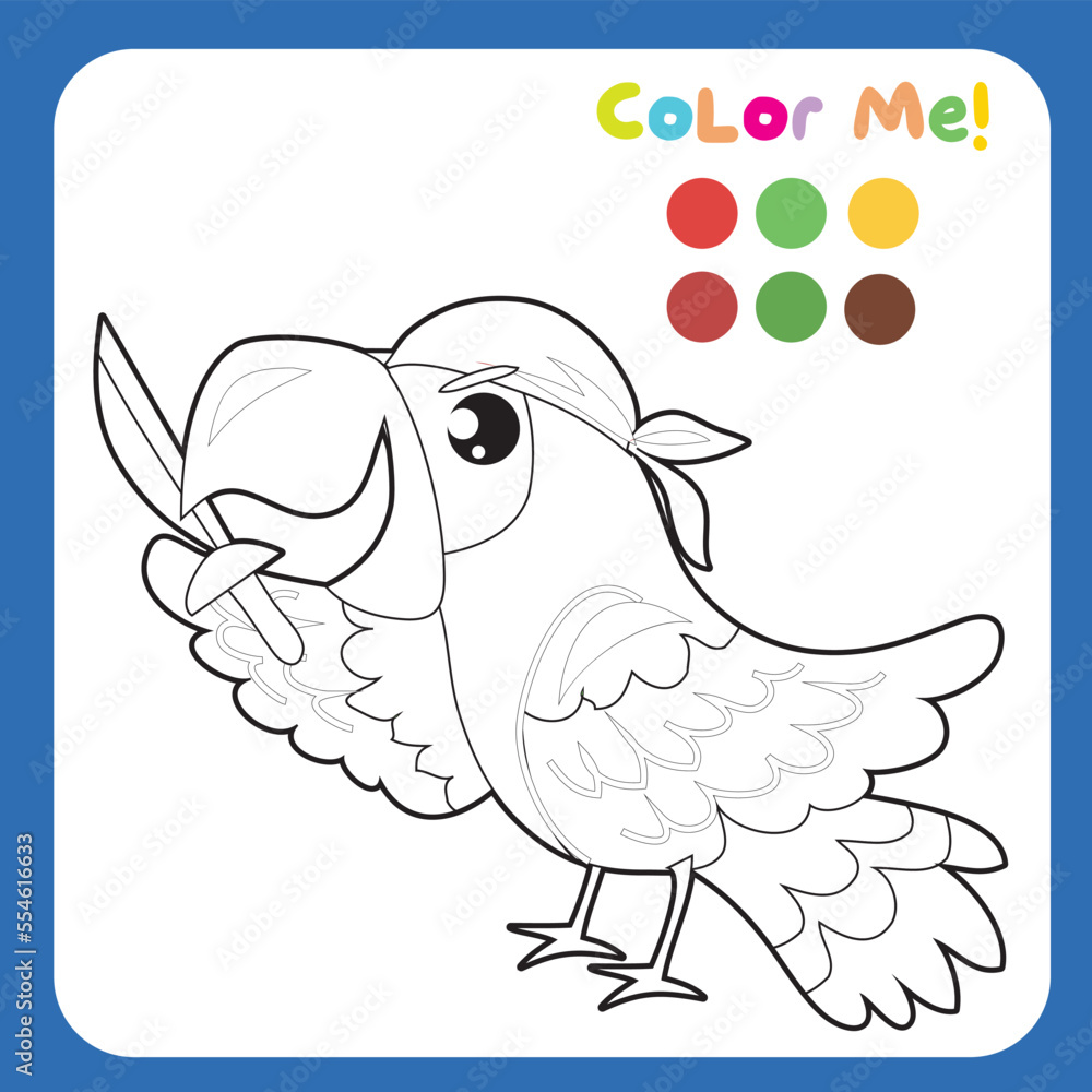 Coloring worksheet for children with pirate theme. Educational ...