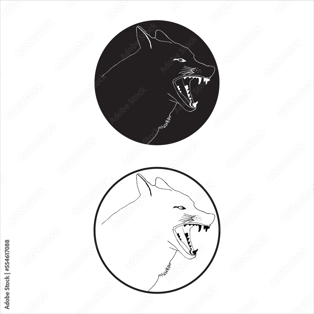 tribal wolf line art drawing vector illustration designs Stock Vector ...