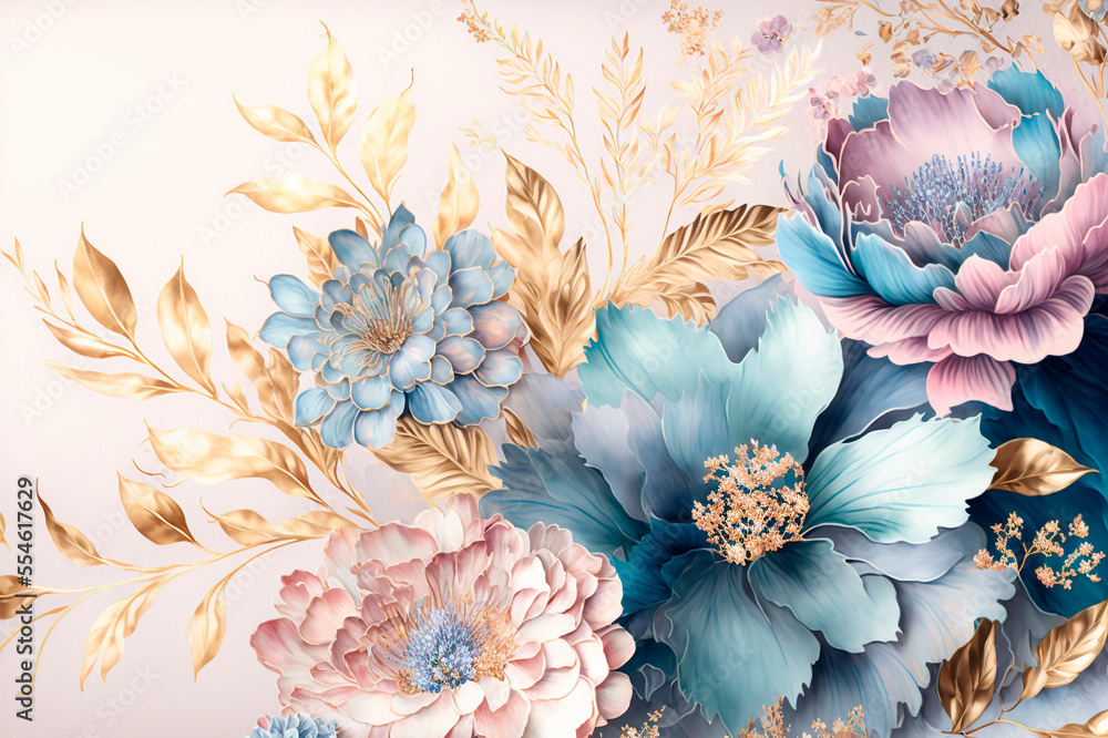 Beautiful flowers. Abstract floral design in pastel colors for prints ...