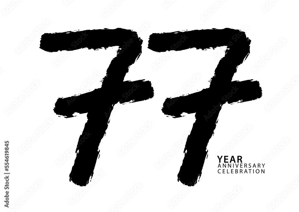 77 year anniversary celebration black color logotype vector, 77 number ...