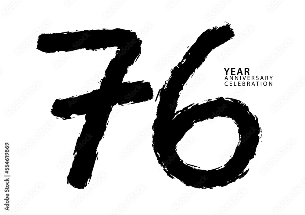 76 year anniversary celebration black color logotype vector, 76 number ...