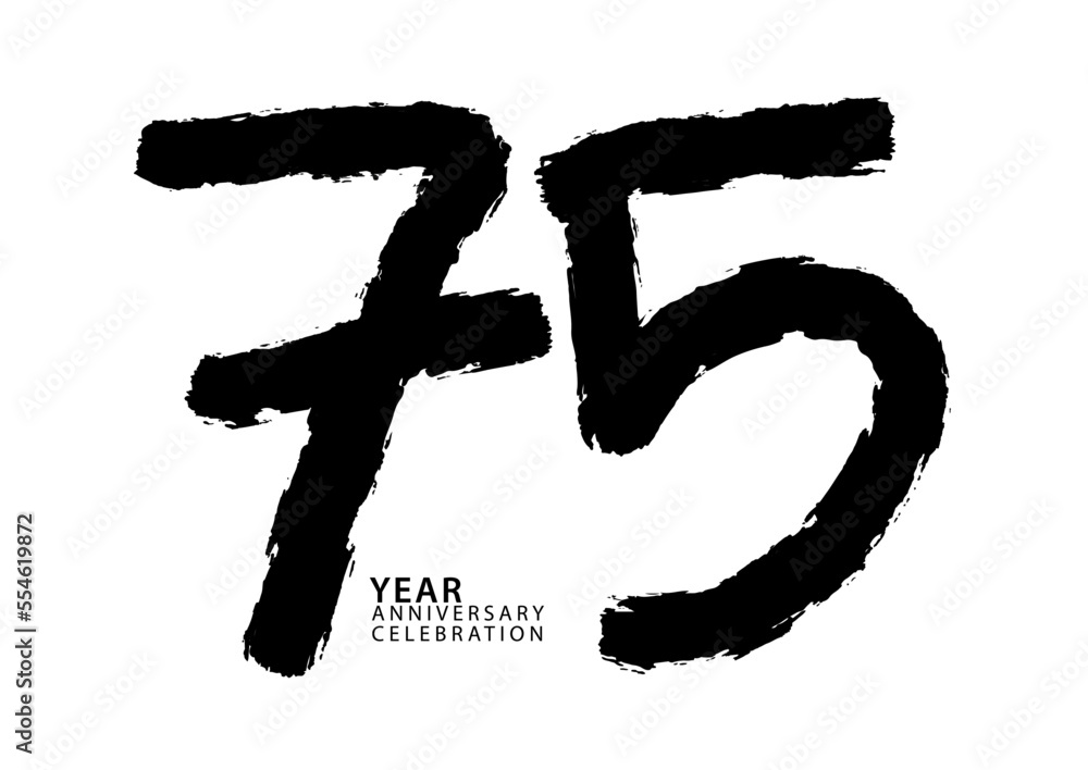 75 year anniversary celebration black color logotype vector, 75 number ...