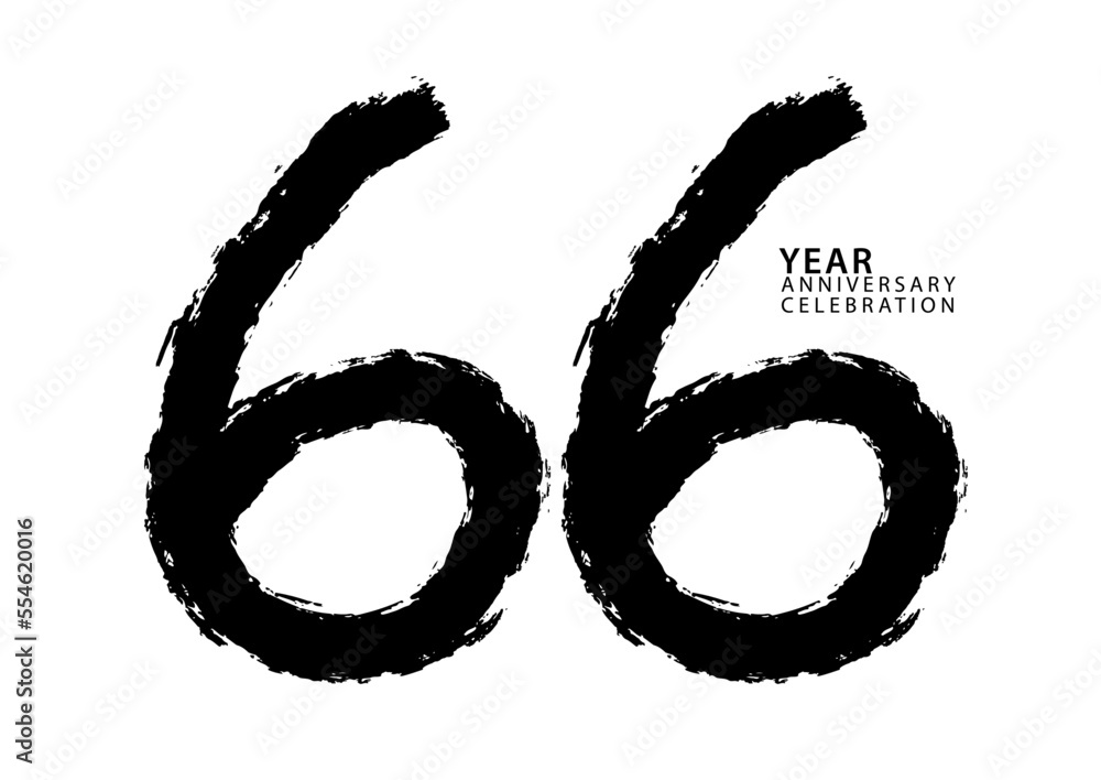 66 year anniversary celebration black color logotype vector, 66 number ...