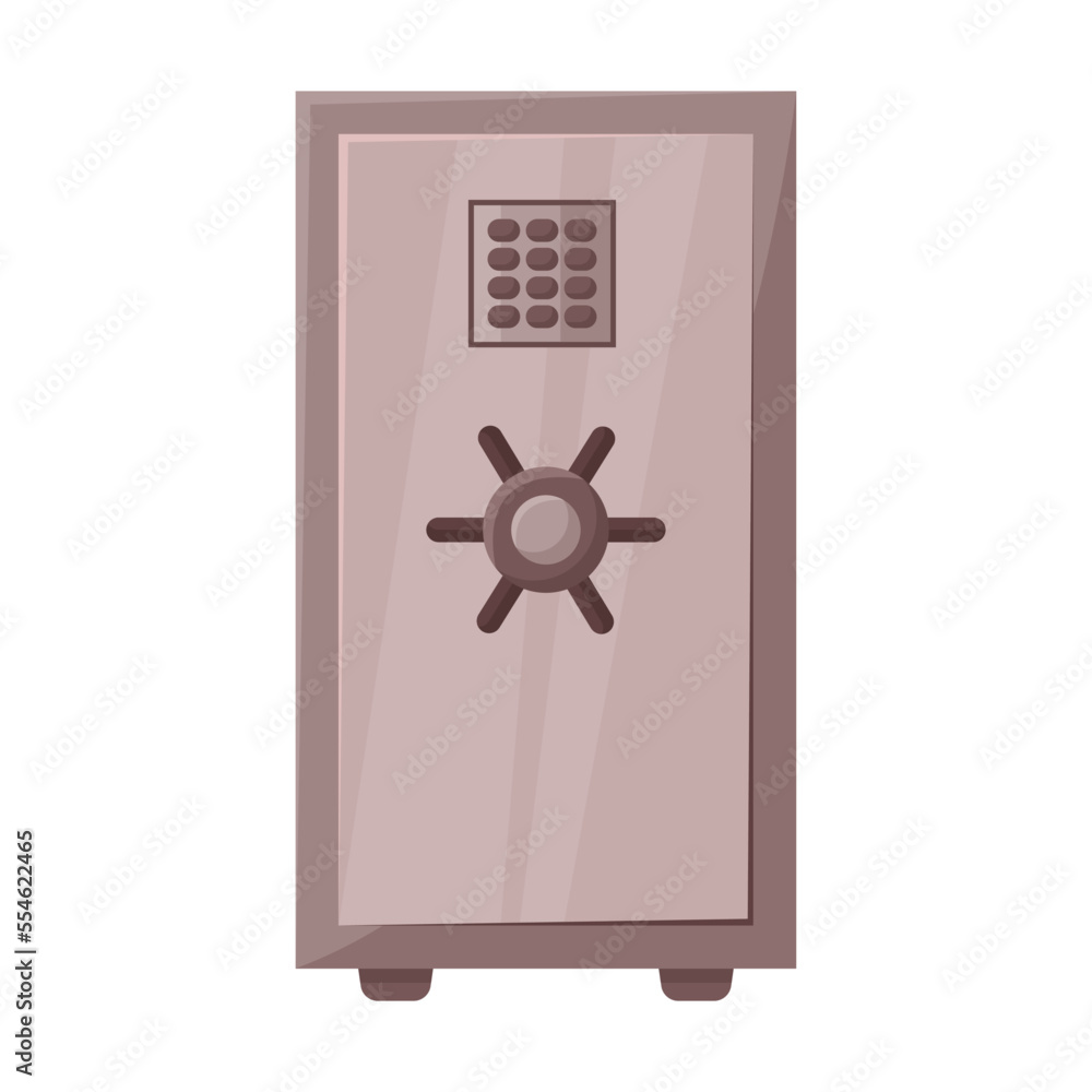 Bank vault cartoon illustration. Steel safe of bank building, cash ...