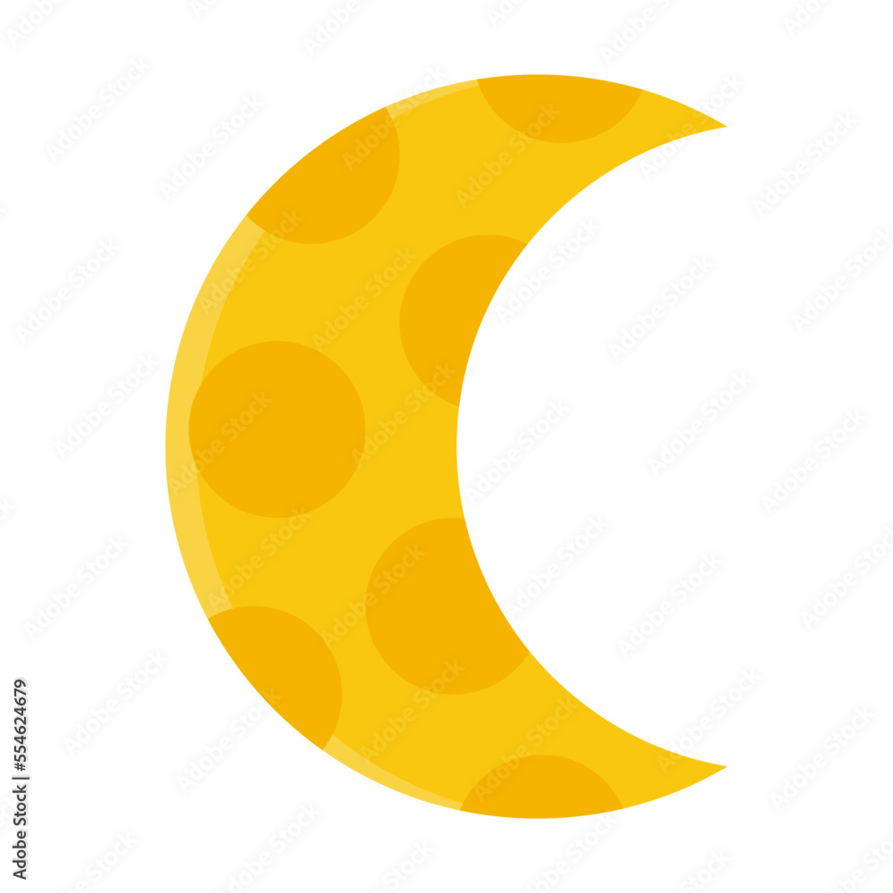 Cartoon drawing of crescent figure or form for preschool kids on ...