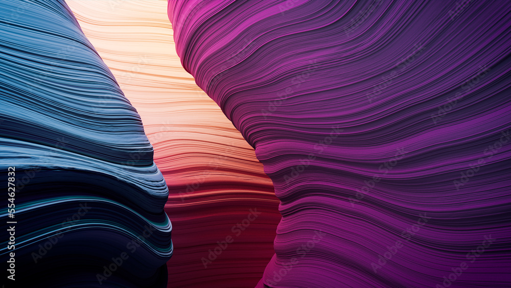 Purple and Blue 3D Undulating Geometry. Modern Background with Organic ...