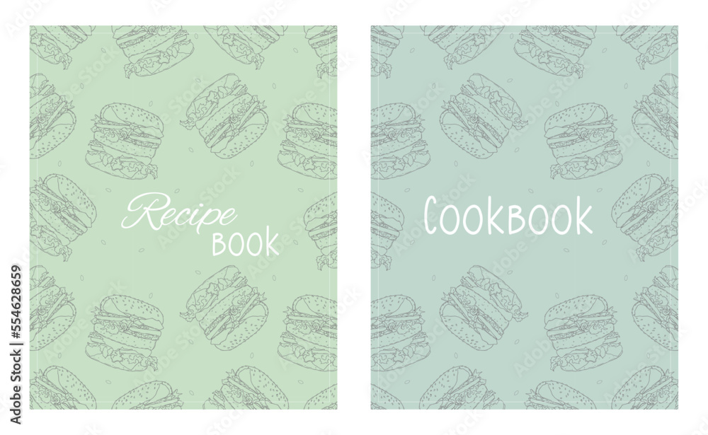 Cover page templates for Recipe books based on seamless patterns with ...