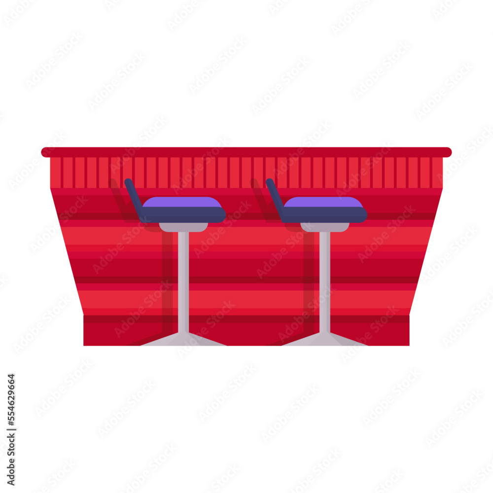 Bar counter with stools vector illustration. Cartoon drawing of ...